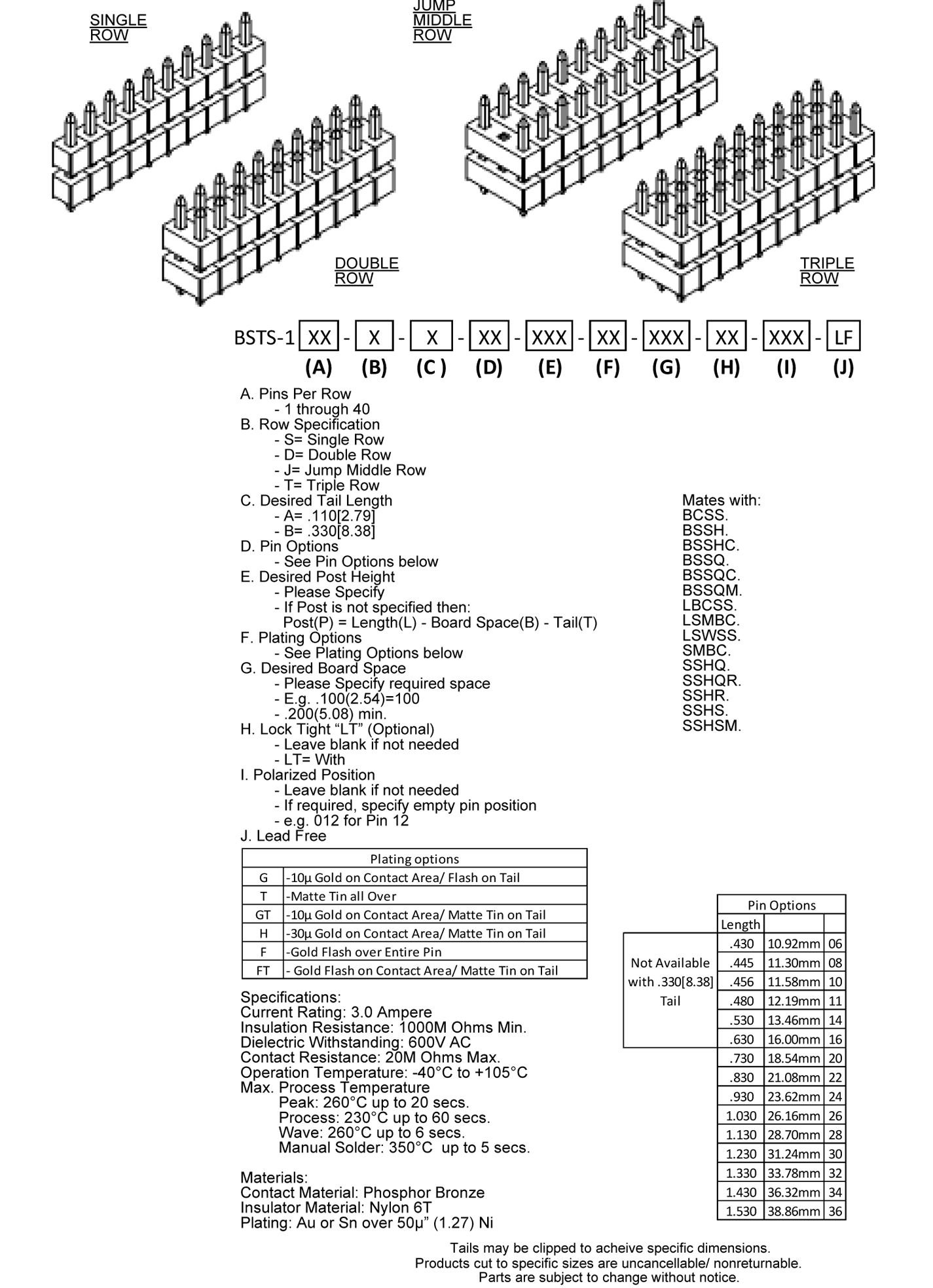 Connecteurs PCB 2,54mm BSTS-1 - Sonectrad-BRN